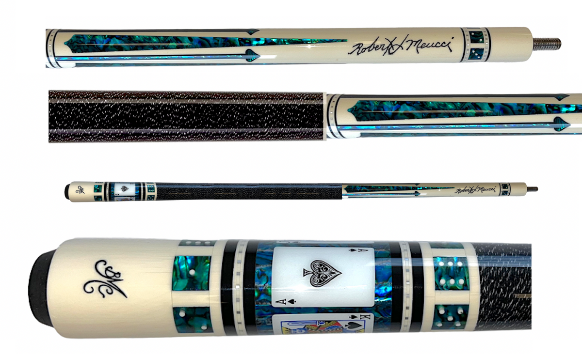 Meucci MECAS03-B White/Blue Paua Casino Series Pool Cue ...